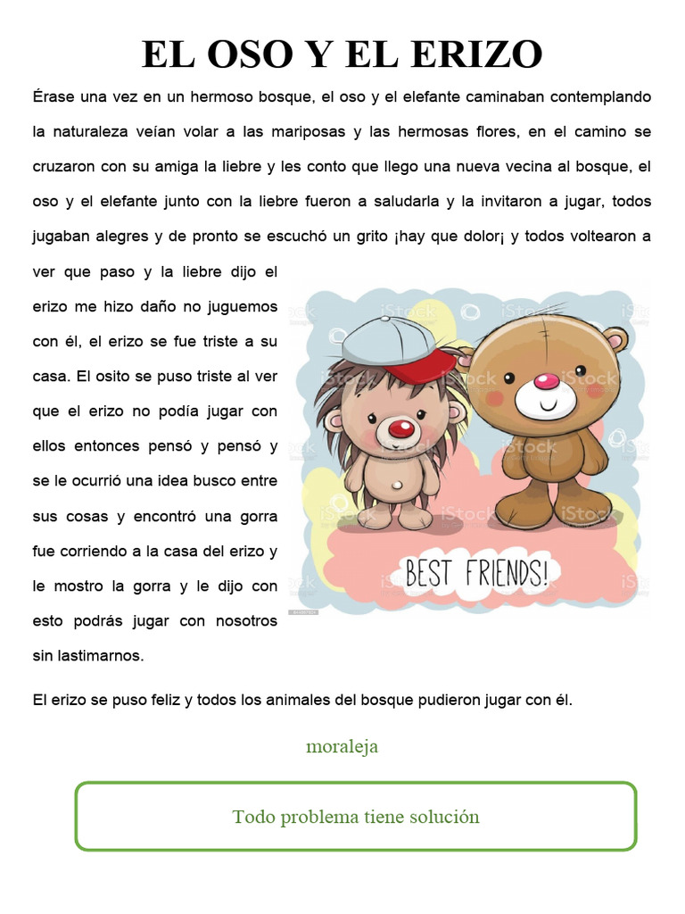 El Oso y El Erizo Cuento | PDF | Poesía