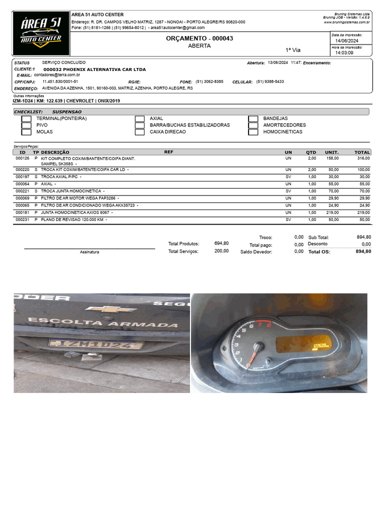 Os Revisao e Suspensao Onix Phoenix | PDF