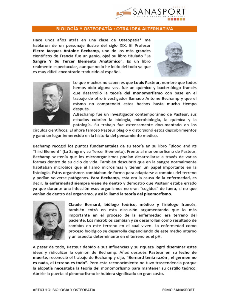 Bechamp y el Pleomorfismo | PDF | Luis Pasteur | Microbiología