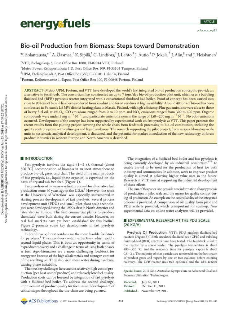 Bio-oil Production from Biomass- Steps toward Demonstration | Download ...