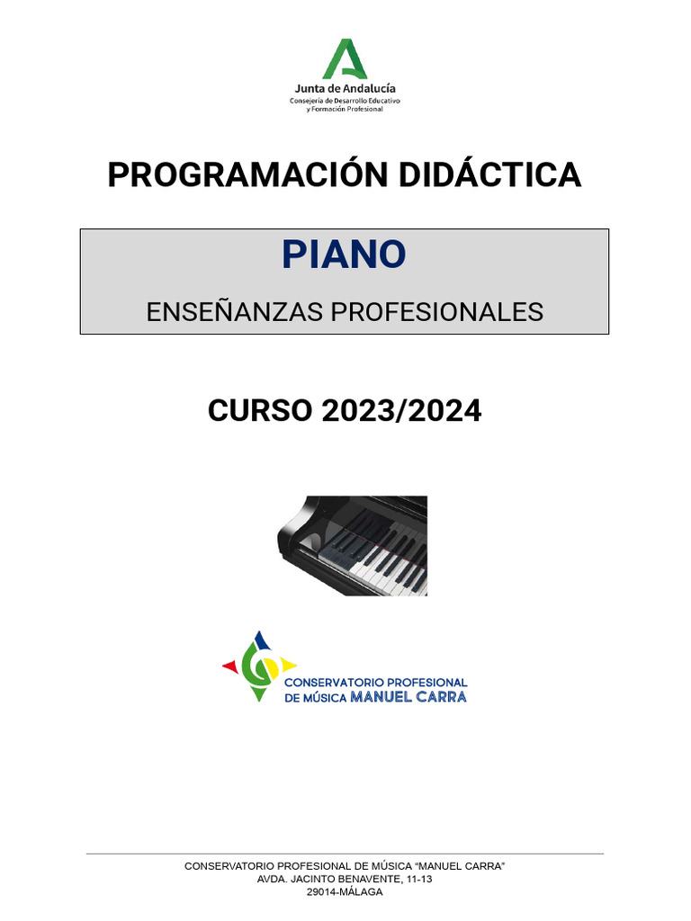 02 Prog. Piano Eepp 2023-24 | PDF | Enseñando | Plan de estudios