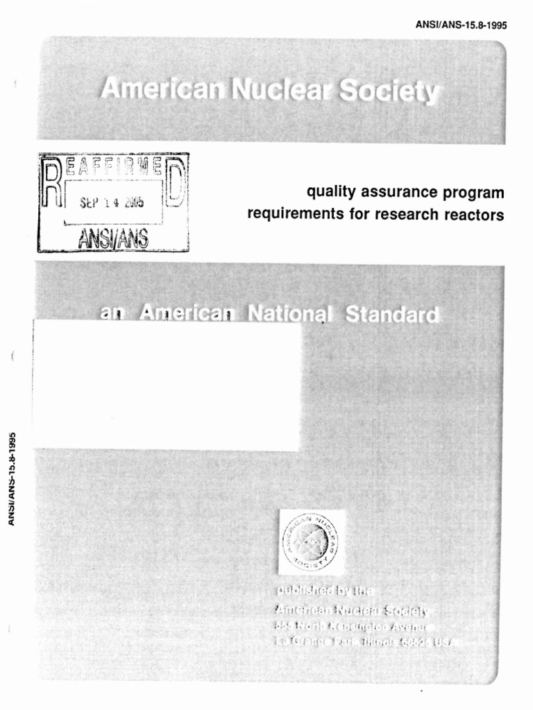 ANSI ANS 15.8-1995 - Quality Assurance Program Requirements For ... ANSI ANS 15.8-1995 - Quality Assurance Program Requirements For ...
