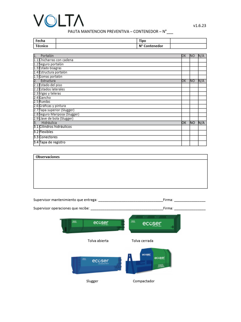 Check List Contenedores | PDF