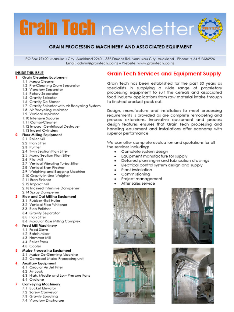 Grain Tech Newsletter Grain Processing Machinery | PDF | Mill (Grinding ...
