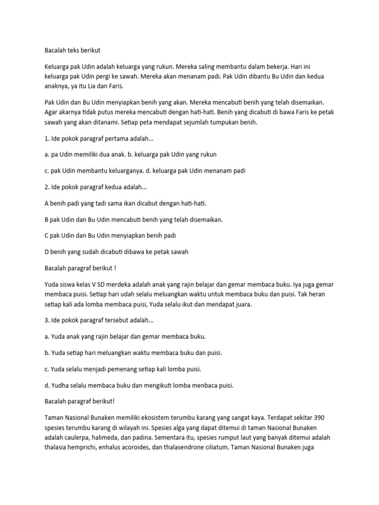 Soal Bindo Pas | PDF | Griya & Taman | Sains & Matematika