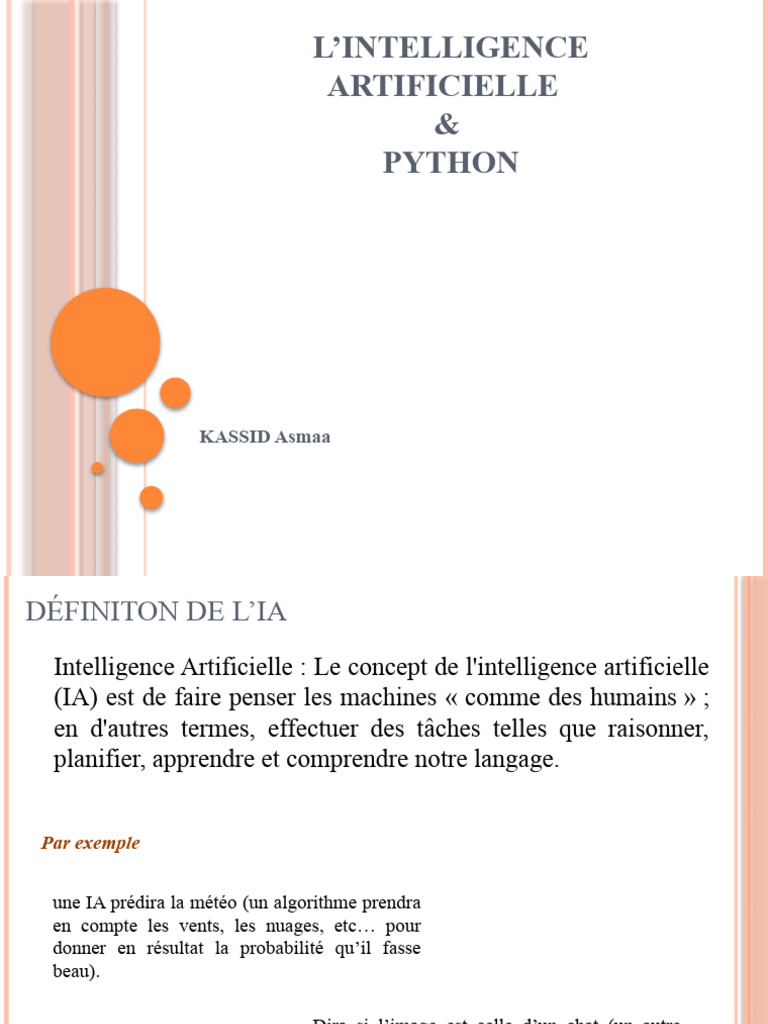 Cours L'IA Python 2022 | PDF | Apprentissage automatique | Intelligence ...