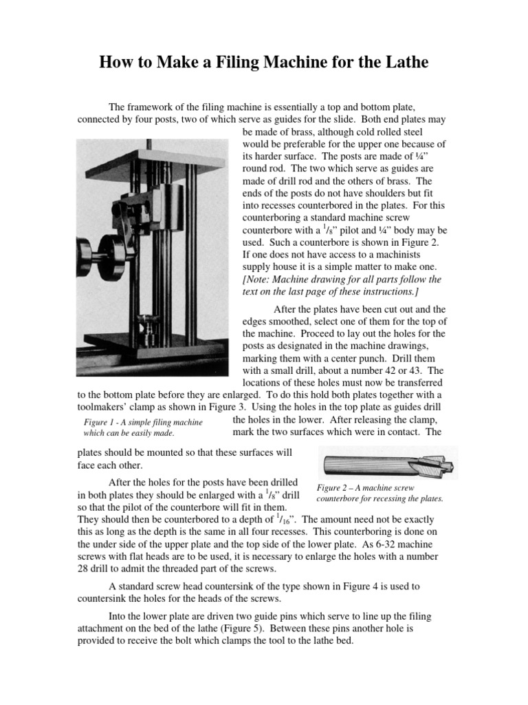 Build Your Own Filing Machine Guide | PDF | Screw | Manufactured Goods