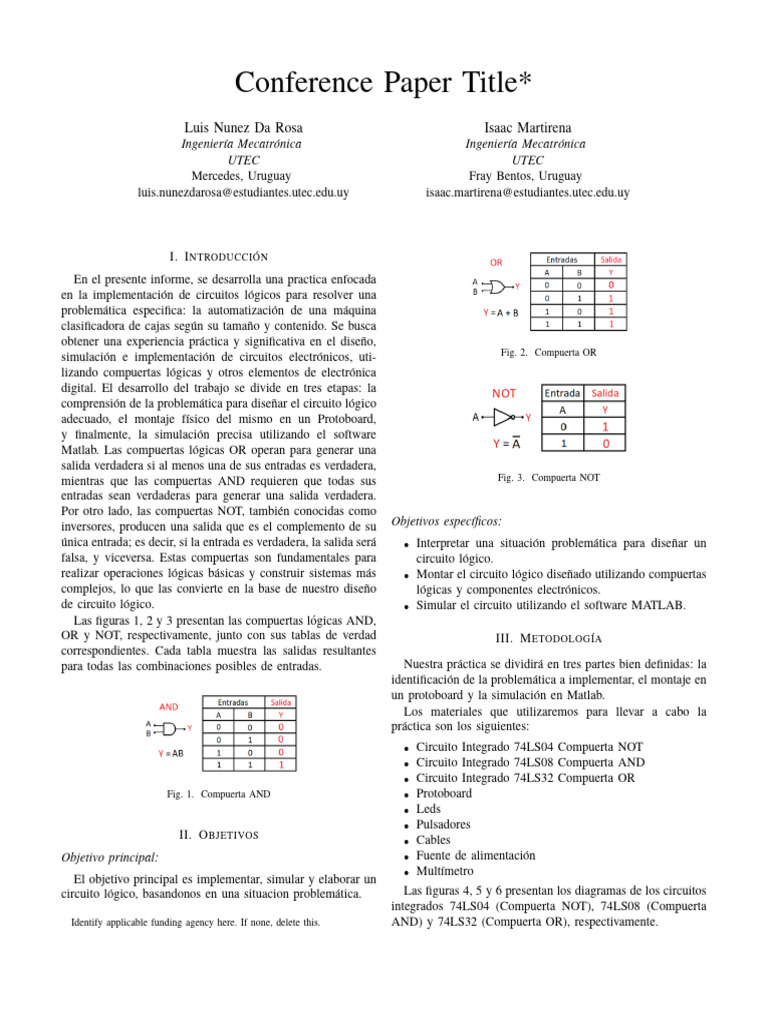 IEEE Conference Template | PDF | Puerta lógica | Red eléctrica