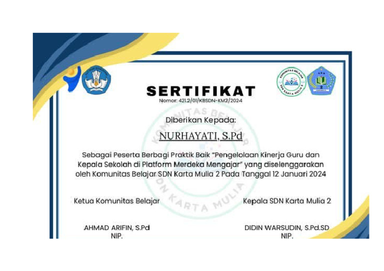 Contoh Sertifikat Kombel | PDF