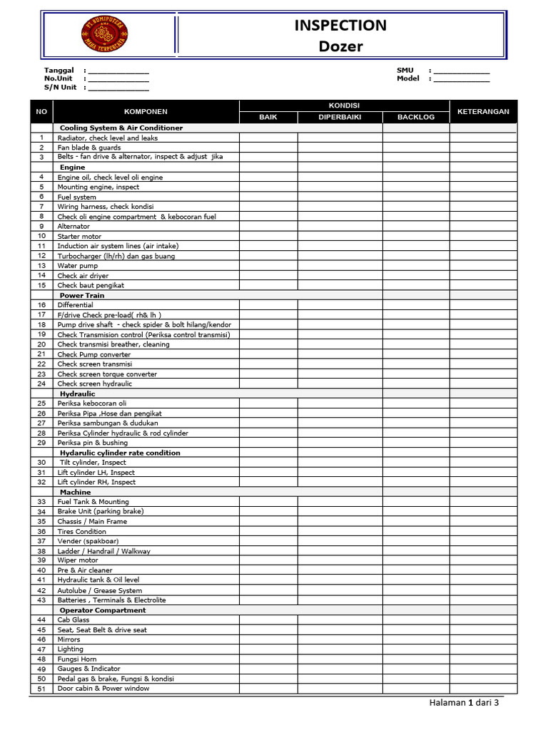 Inspection Dozer | PDF | Switch | Engines