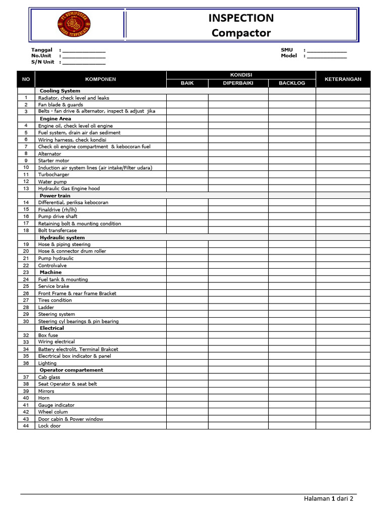 Inspection compactor | PDF | Engines | Wheeled Vehicles