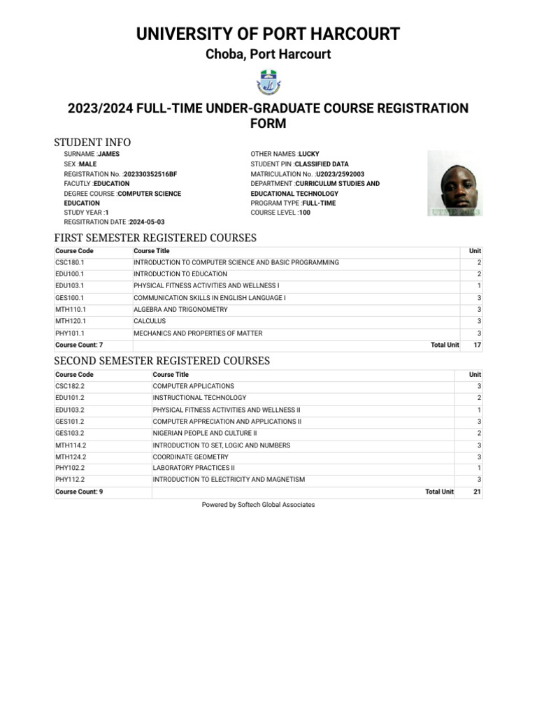 2023/2024 Port Harcourt Course Registration | PDF | Computer Science ...