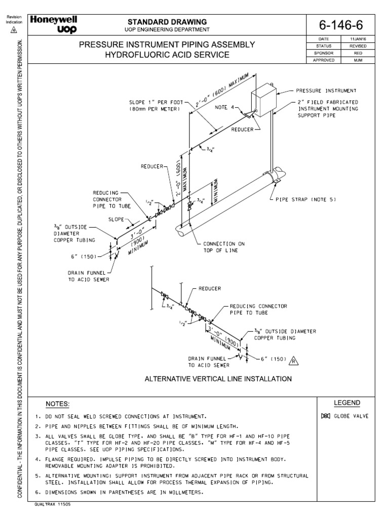 6-146-6 Pressure Instrument Piping Assembly Hydrofluoric Acid Service ...