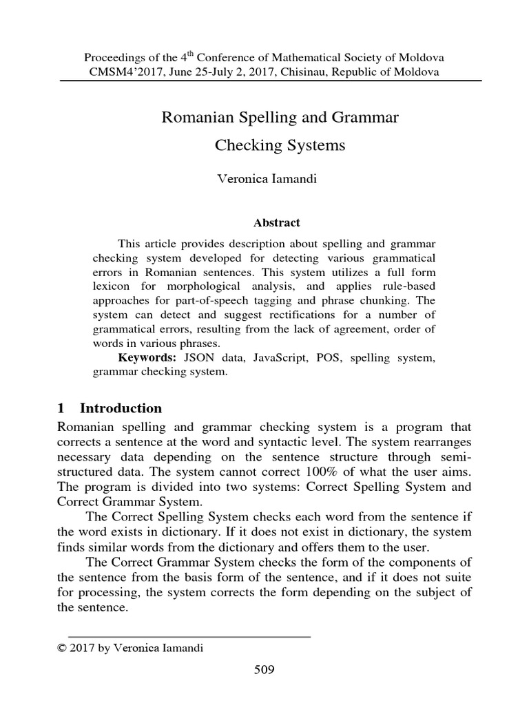 509 - 514 - Romanian Spelling and Grammar Checking Systems | PDF | Noun ...