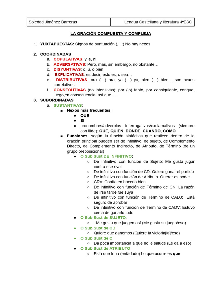 Copia de LA ORACIÓN COMPUESTA Y COMPLEJA | Descargar gratis PDF ...