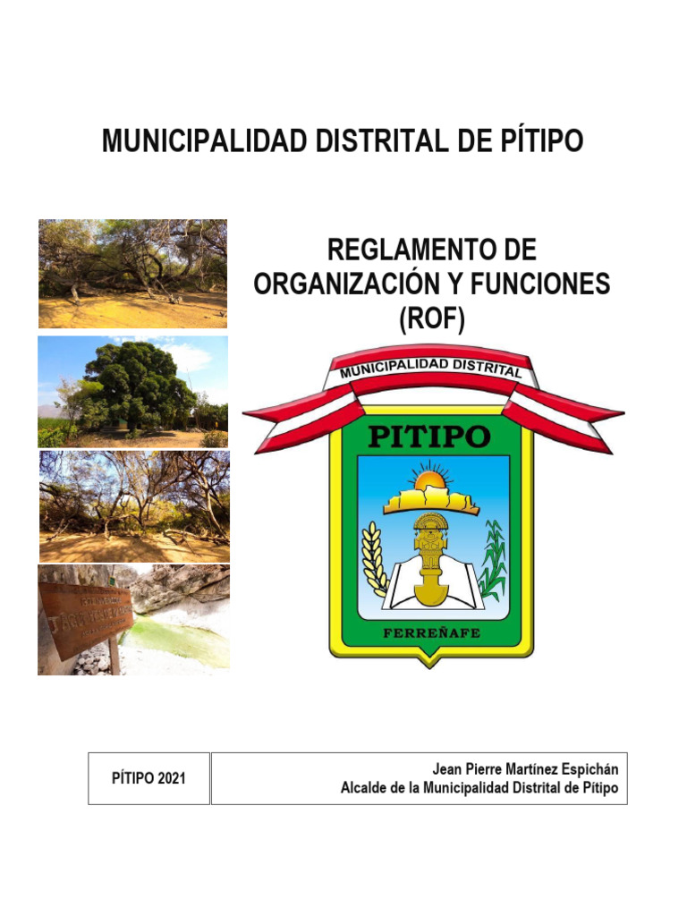 Actualización ROF Municipalidad Pítipo | PDF | Administración Pública ...