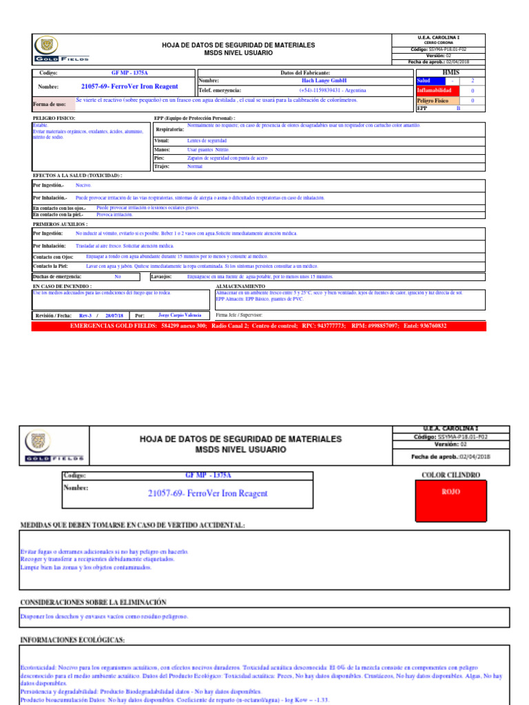 GF-MP - 1375A - (21057-69 - FerroVer Iron Reagent) | PDF