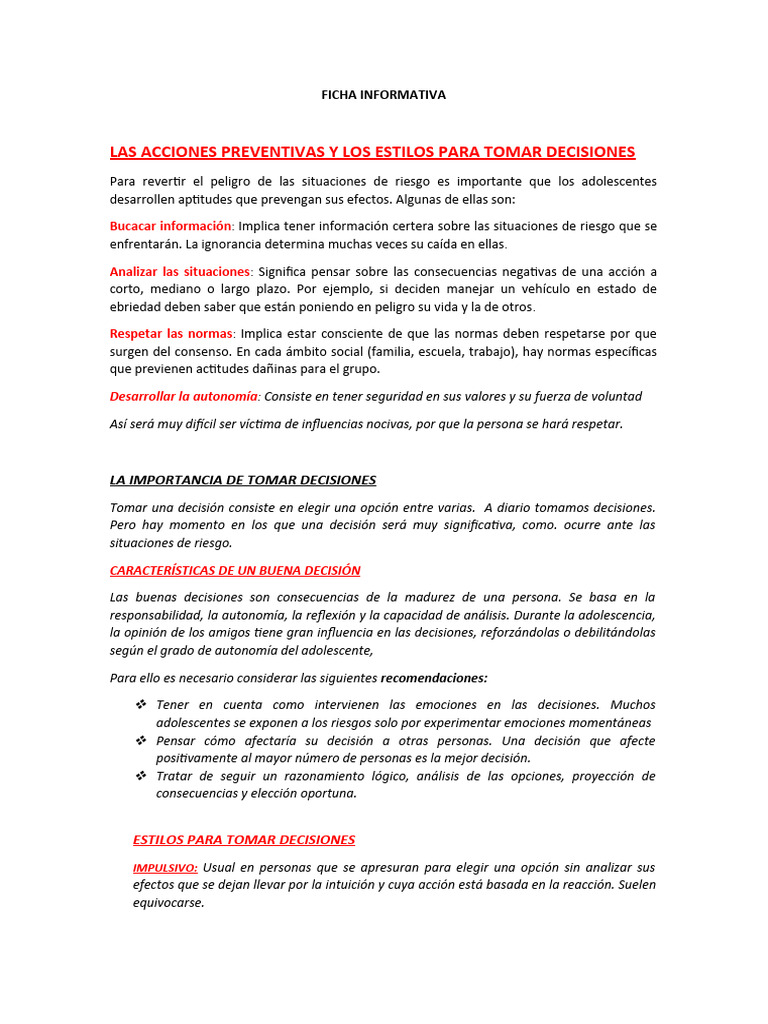 Ficha Informativa DPCC | PDF | Riesgo | Las emociones