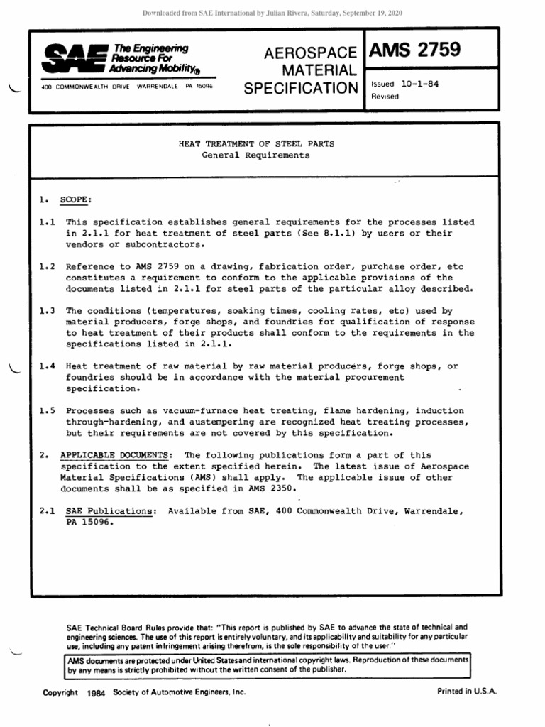 AMS2759 | PDF | Heat Treating | Metallurgy