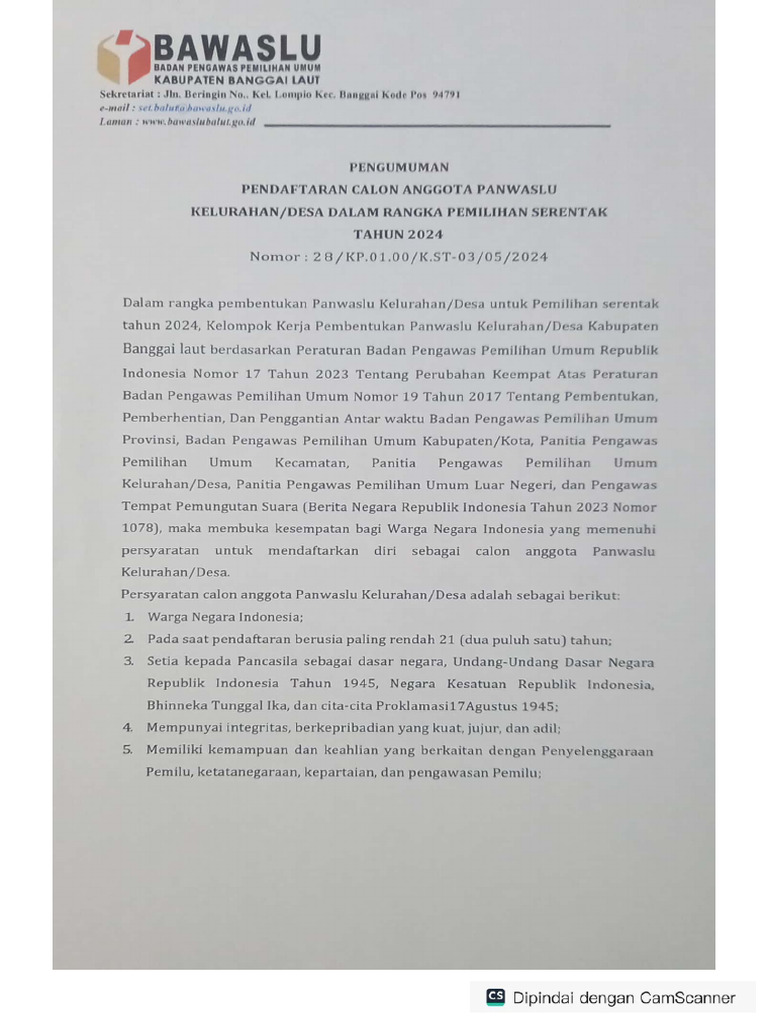 Pengumuman Calon PKD | PDF