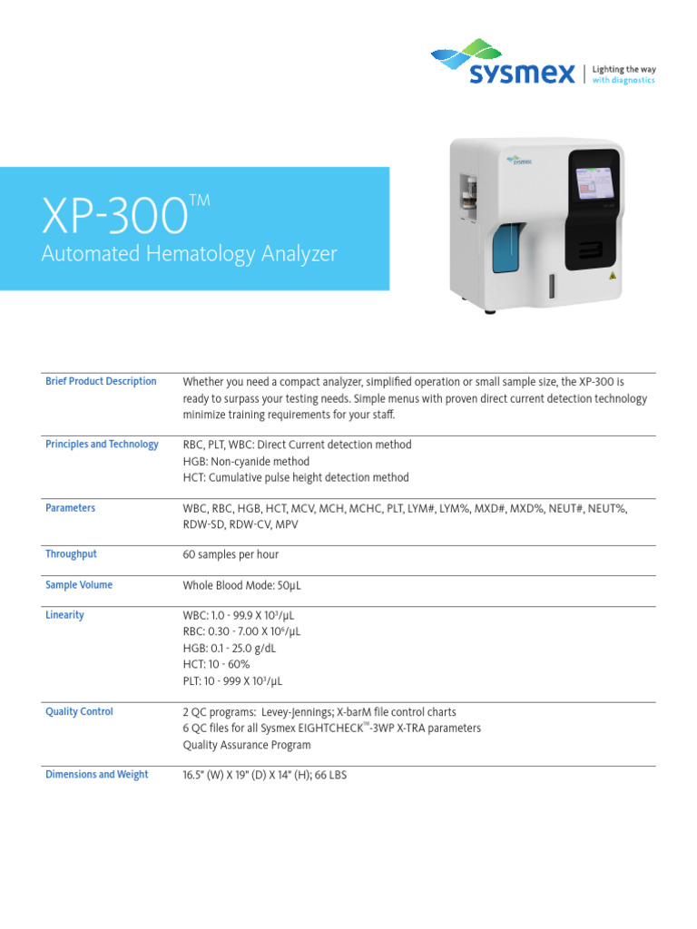 Xp-300 Product Specification Sheet Mkt-10-1257 - Rev. 2 | PDF