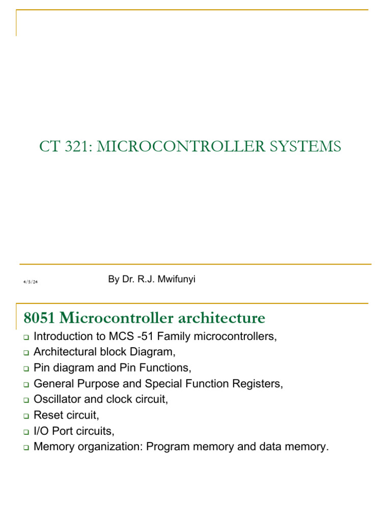 CT 321: Microcontroller Systems: by Dr. R.J. Mwifunyi | PDF | Microcontroller | Computer Data ...
