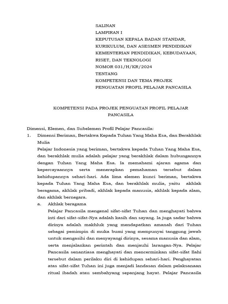 Tema P5 Paud SD SMP SM SMK Sederajat - Removed | PDF | Kesehatan Holistik | Sains & Matematika