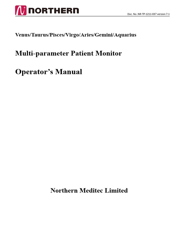 Multi-Parameter Patient Monitor Operator's Manual | PDF | Calibration ...