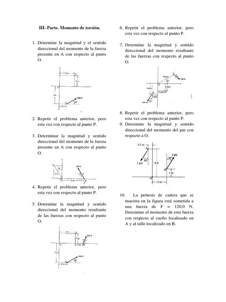 III Parte Momento de Torsion Determine La Magnitud y El Sentido ...
