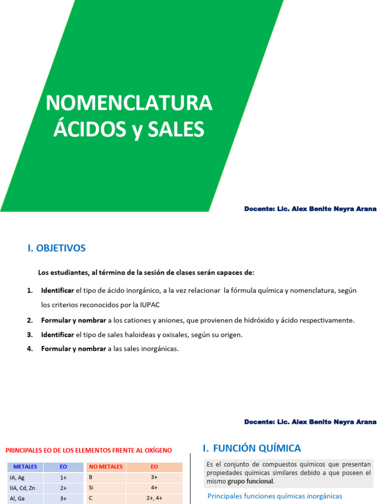 5 Sec. A-B QUIMICA NOMENCLATURA ACIDOS-SALES VPS 2024 | PDF | Ácido ...