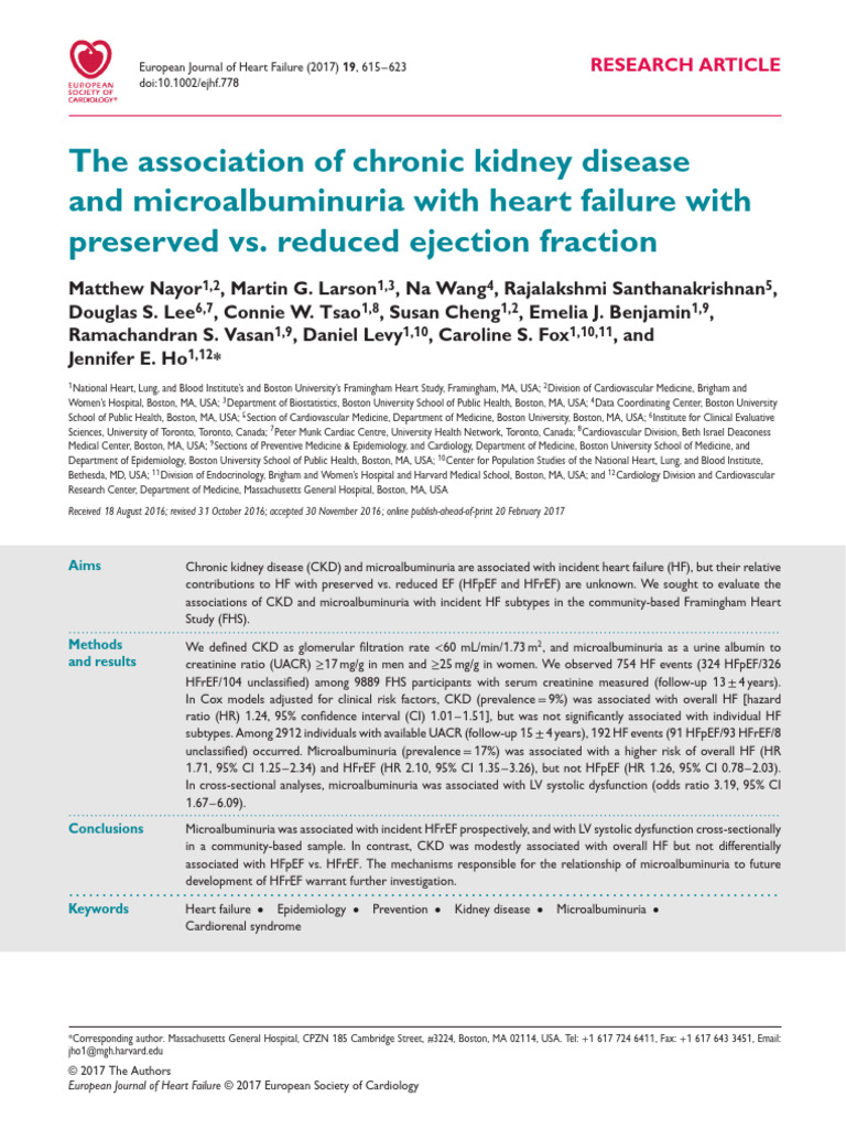 CKD and Microalbuminuria in Heart Failure | PDF | Chronic Kidney ...