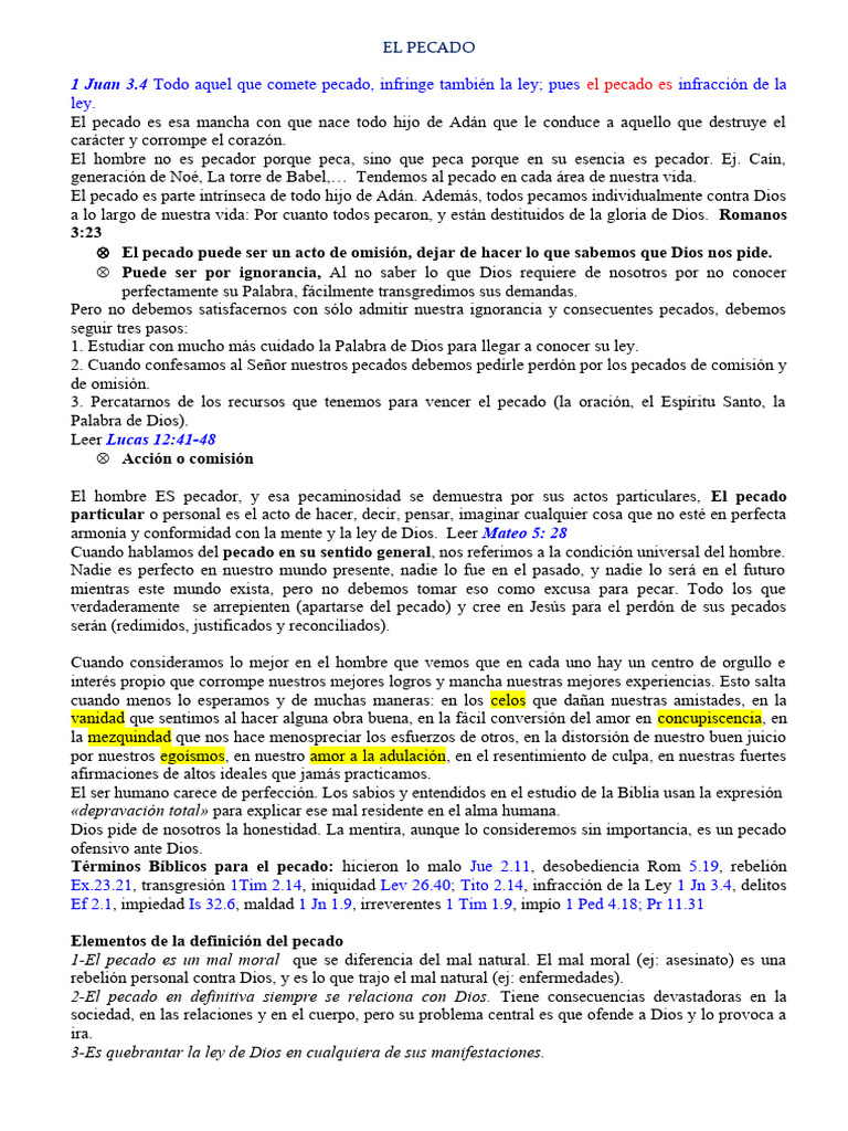 El Pecado | PDF | Pecado | Creencia religiosa y doctrina