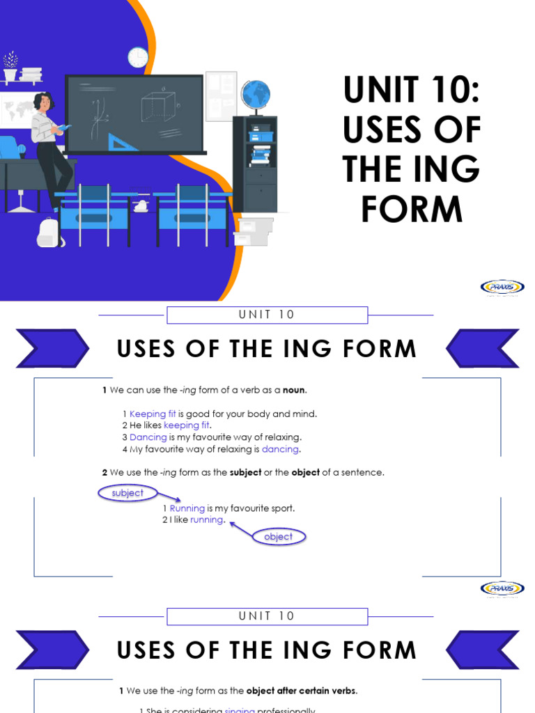 Unit 10 Slides (The Ing Form) | PDF | Verb | Object (Grammar)