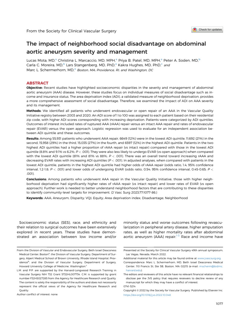 The Impact of Neighborhood Social Disadvantage On | PDF | Medical ...