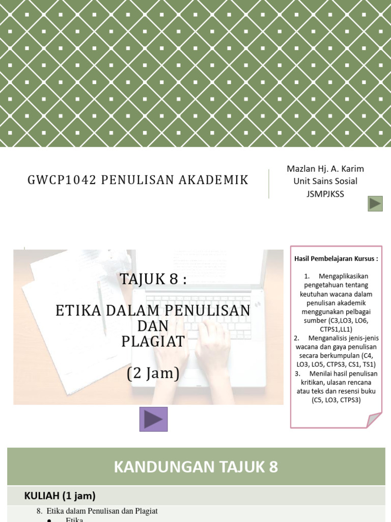 Tajuk 8 - Etika Dalam Penulisan Dan Plagiat | PDF