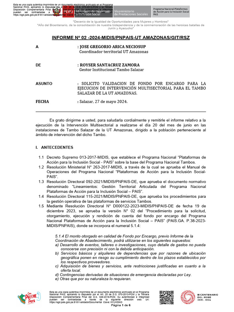 Modelo de Informe Sin Movilidad | PDF