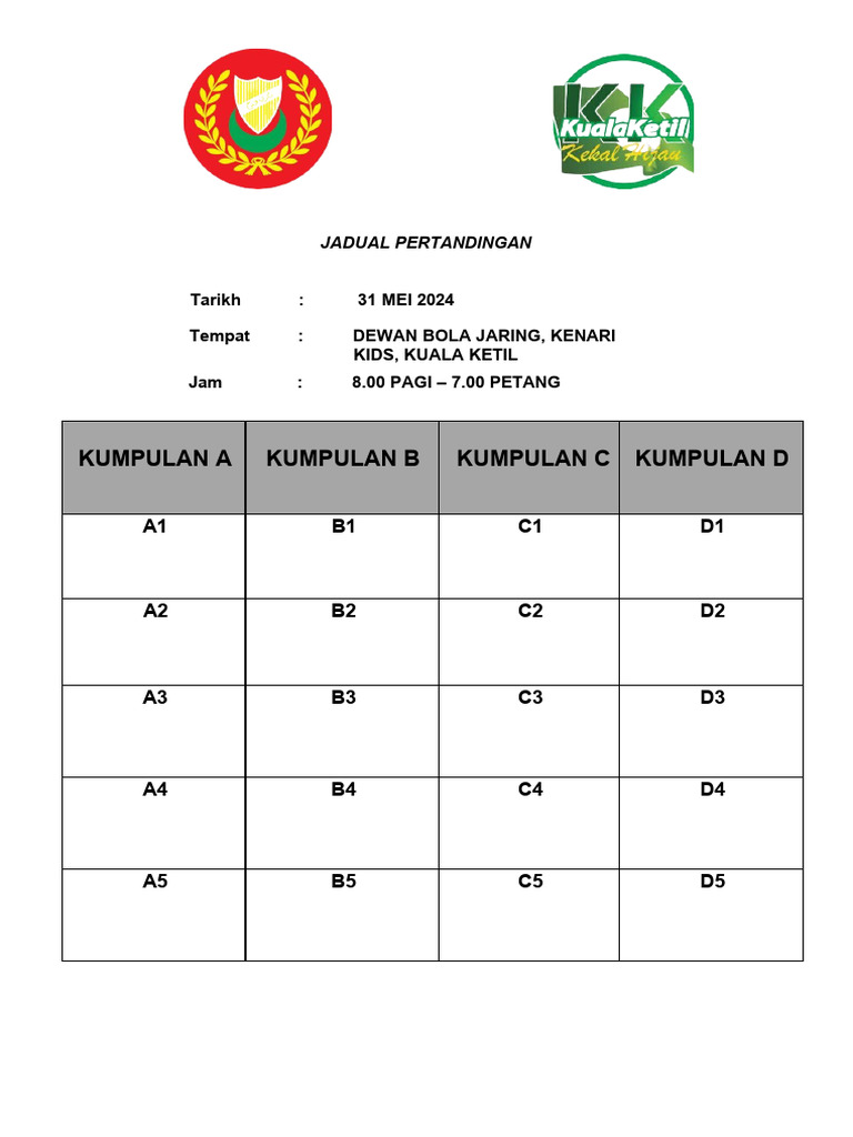 Jadual Pertandingan Bola Jaring 2024 | PDF | Chess | Chess Openings