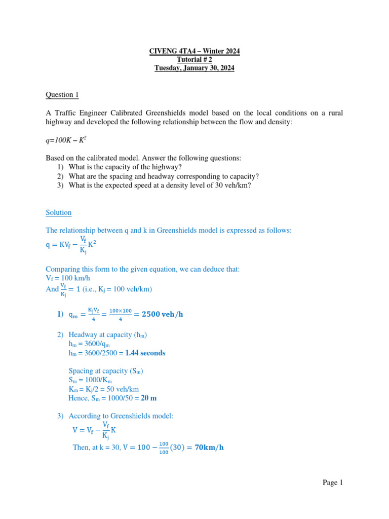 Tutorial 2 - Model Answer | PDF | Speed | Applied Mathematics