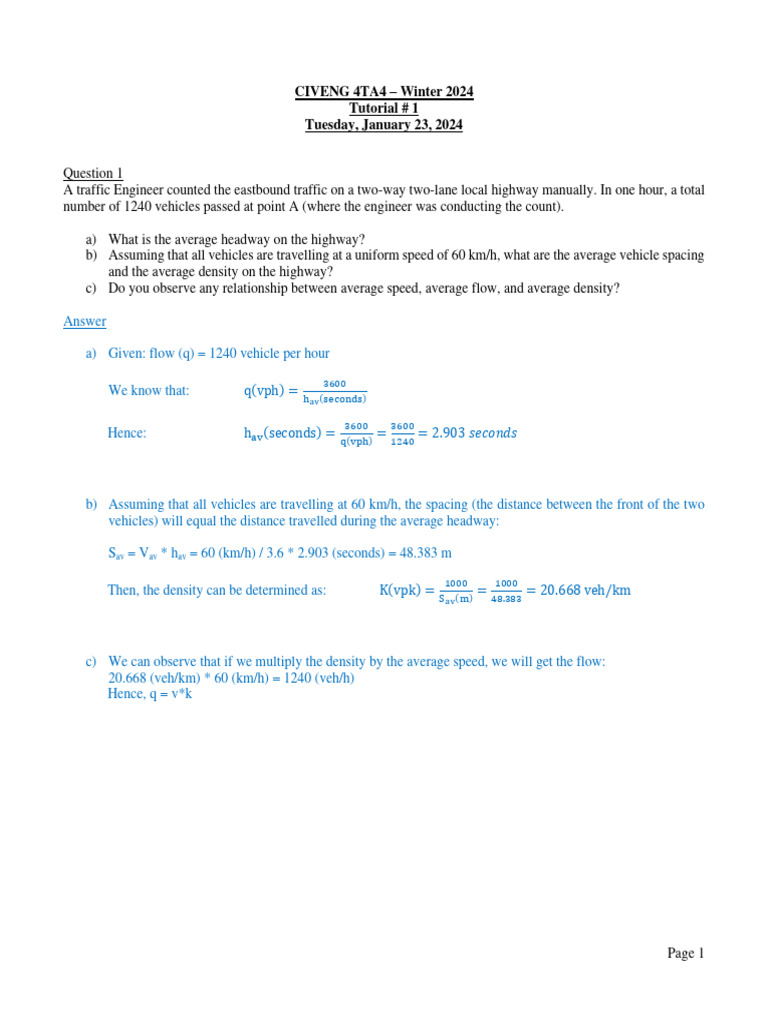 Tutorial 1 - Model Answer | Download Free PDF | Speed