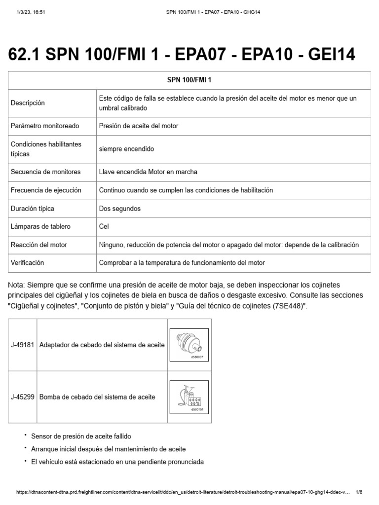 SPN 100 - Fmi 1 - Epa07 - Epa10 - GHG14 | PDF | Motor Oil | Exhaust Gas