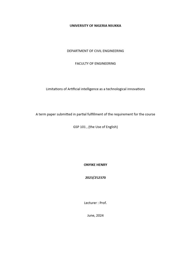 Term Paper UNN - HENRY | PDF | Artificial Intelligence | Intelligence ...