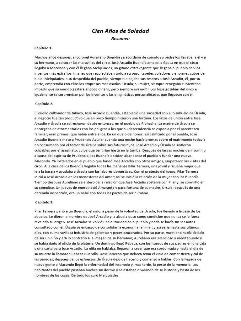 Cien Años de Soledad- Plan Lector- 5B | PDF