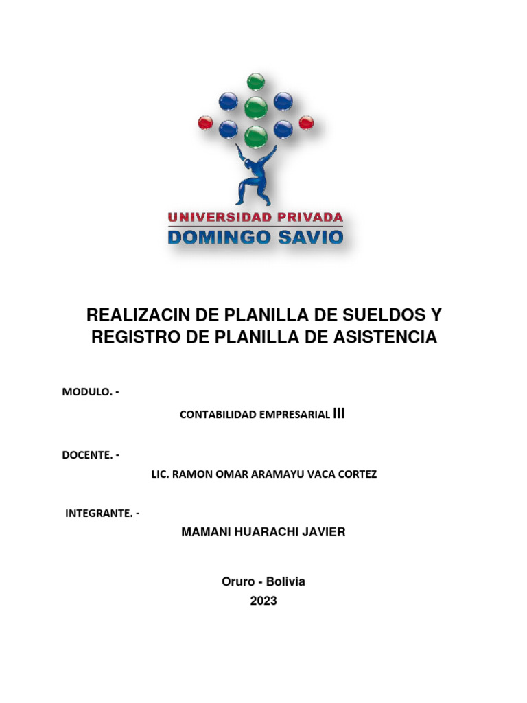 Trabajo Conta 3 Proyecto FINAL JAVIER | PDF | Salario | Derecho laboral