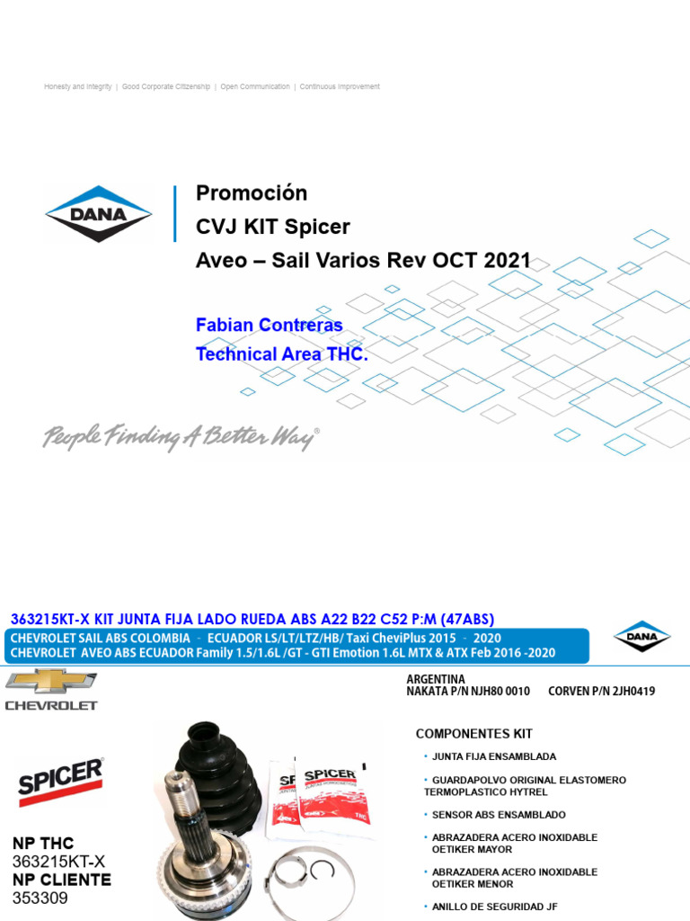Brochure Hom Kits Spicer Aveo-Sail-Optra Rev Feb22 | PDF | Anti Lock Braking System | Land Vehicles