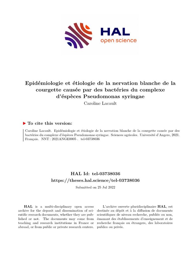 Epidémiologie de la nervation blanche de courgette | PDF | Bactérie ...