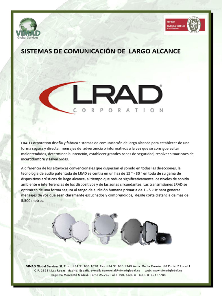 Sistemas de Comunicación LRAD Eficaces | PDF | Sonido | Altoparlante