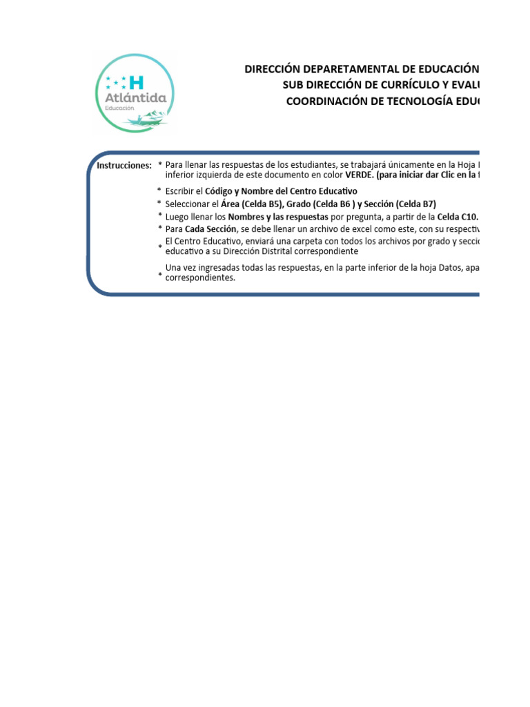 Formato Tabulacion-Pruebas-Diagnosticas-Espanol-y-Matematicas 2024 | PDF