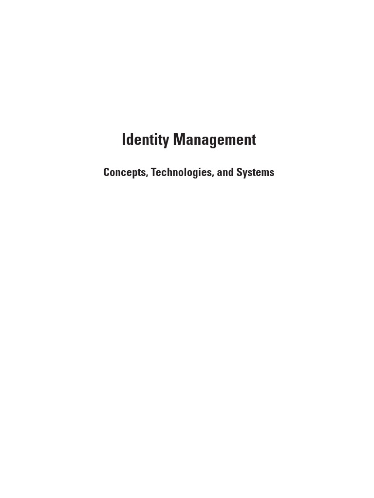 Identity Management - Concept, Technologies and Systems | PDF ...