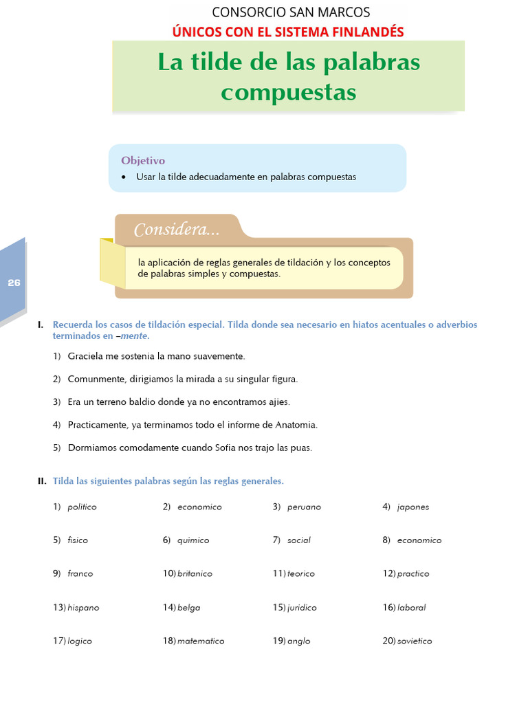 La Tilde de Las Palabras Compuestas | PDF