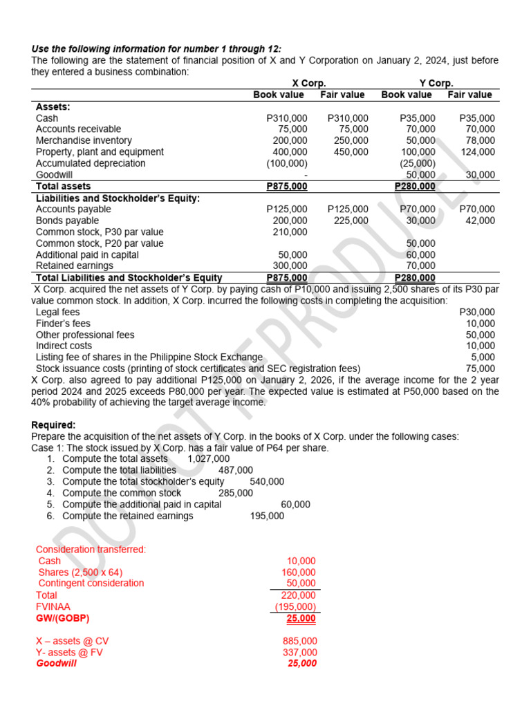 Acctg 305 Prelim Exam (With Answers) | PDF | Book Value | Stocks